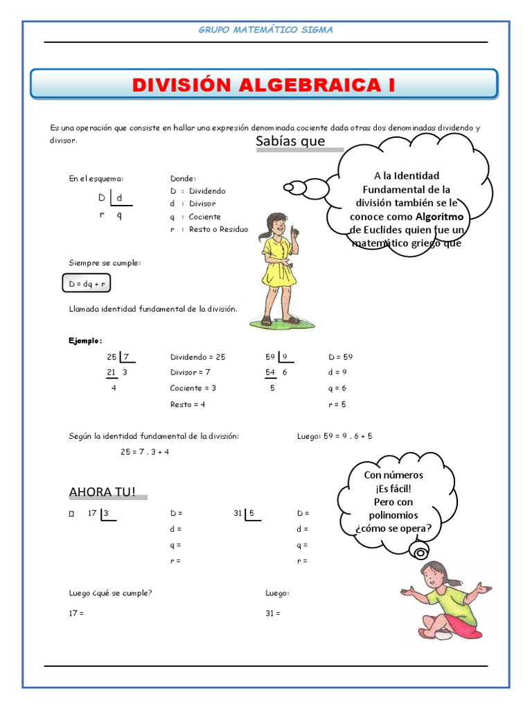 Division Algebraica 1 | PDF | División (Matemáticas) | Álgebra