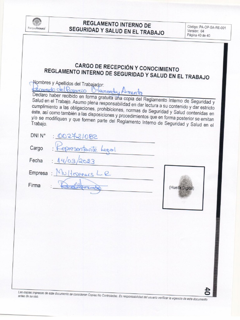 Cargo de Recepcion de RIT | PDF