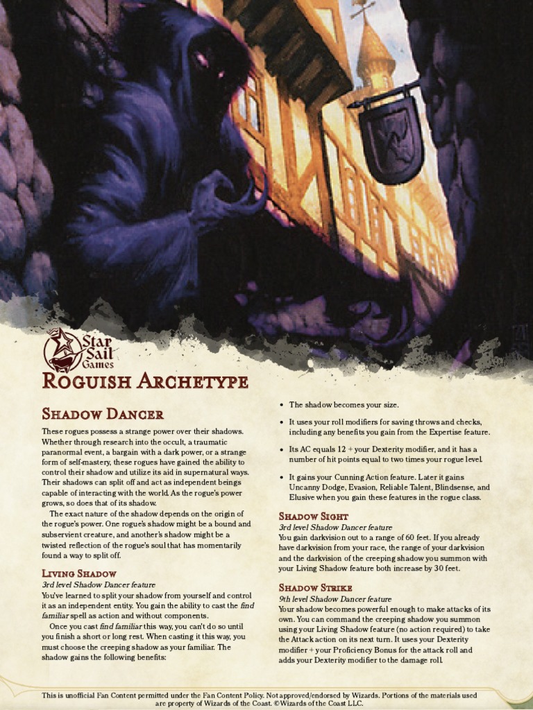 Roguish Archetype - Shadow Dancer (DND) | PDF | Role Playing Games ...