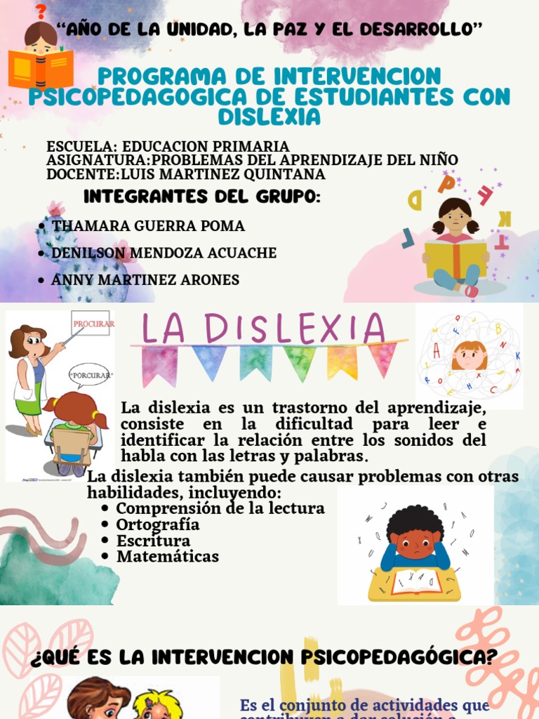 Programa de Intervencion Psicopedagogica de Estudiantes Con Dislexia ...