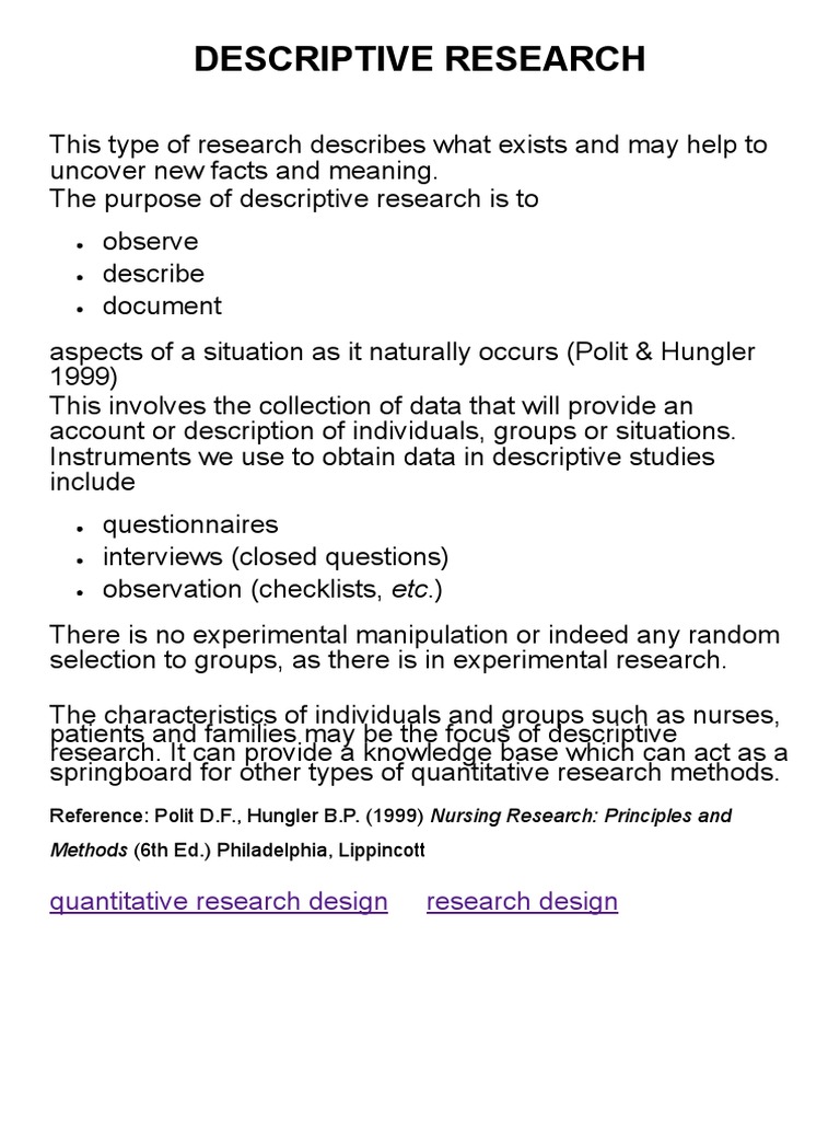 Descriptive Research | PDF