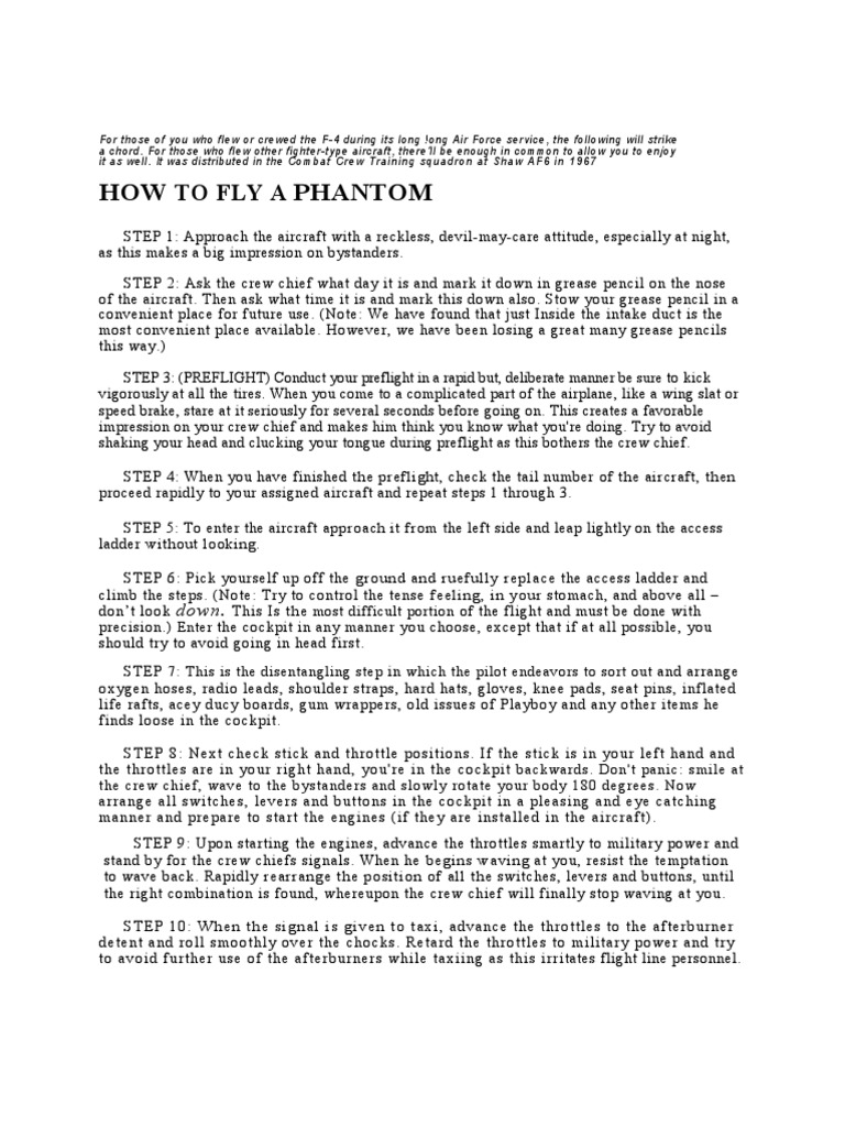 How To Fly The Phantom | PDF | Manufactured Goods | Aviation