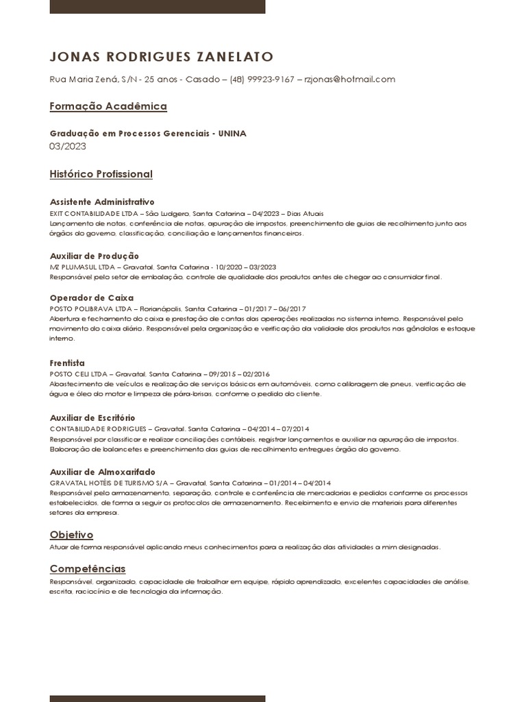 Currículo Jonas | PDF | Negócios