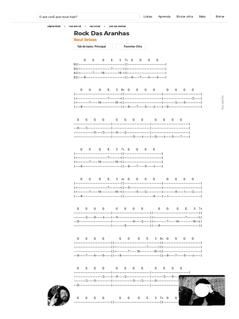 Rock Das Aranhas - Raul Seixas (Tablatura Para Contra-baixo) - Cifra Club | PDF | Guitarras