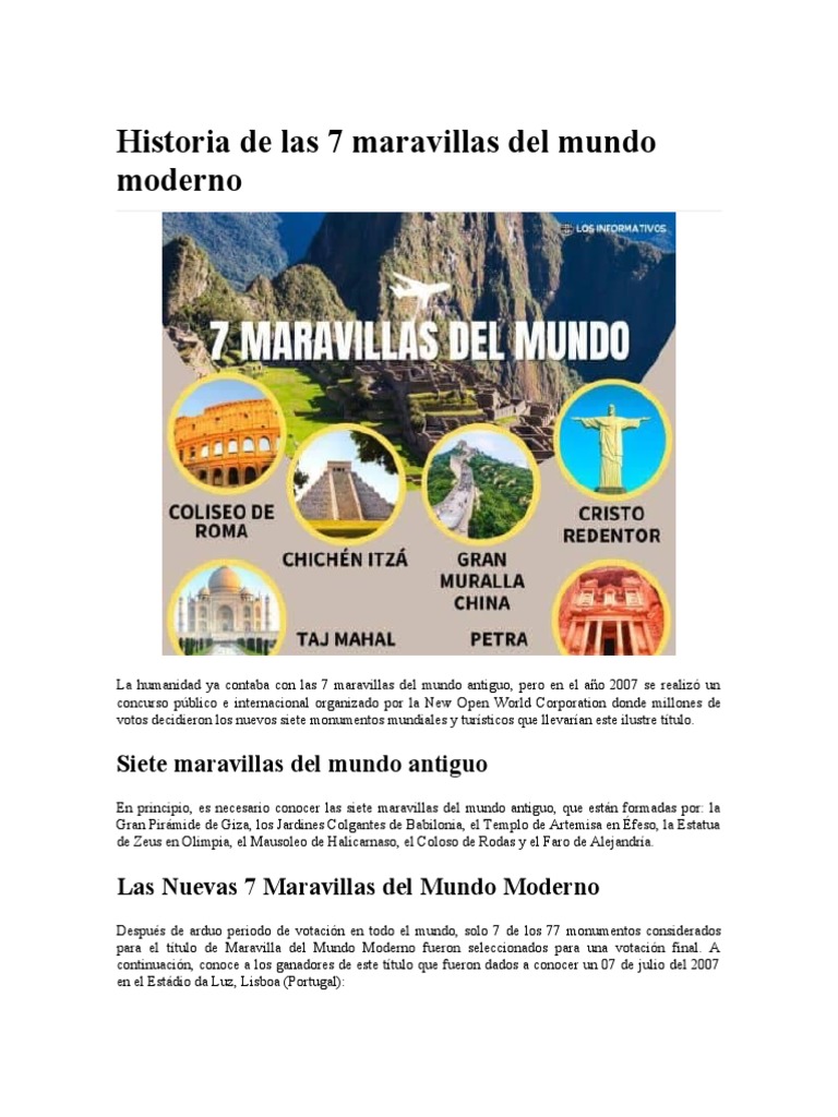 Historia de las 7 Maravillas Modernas | PDF