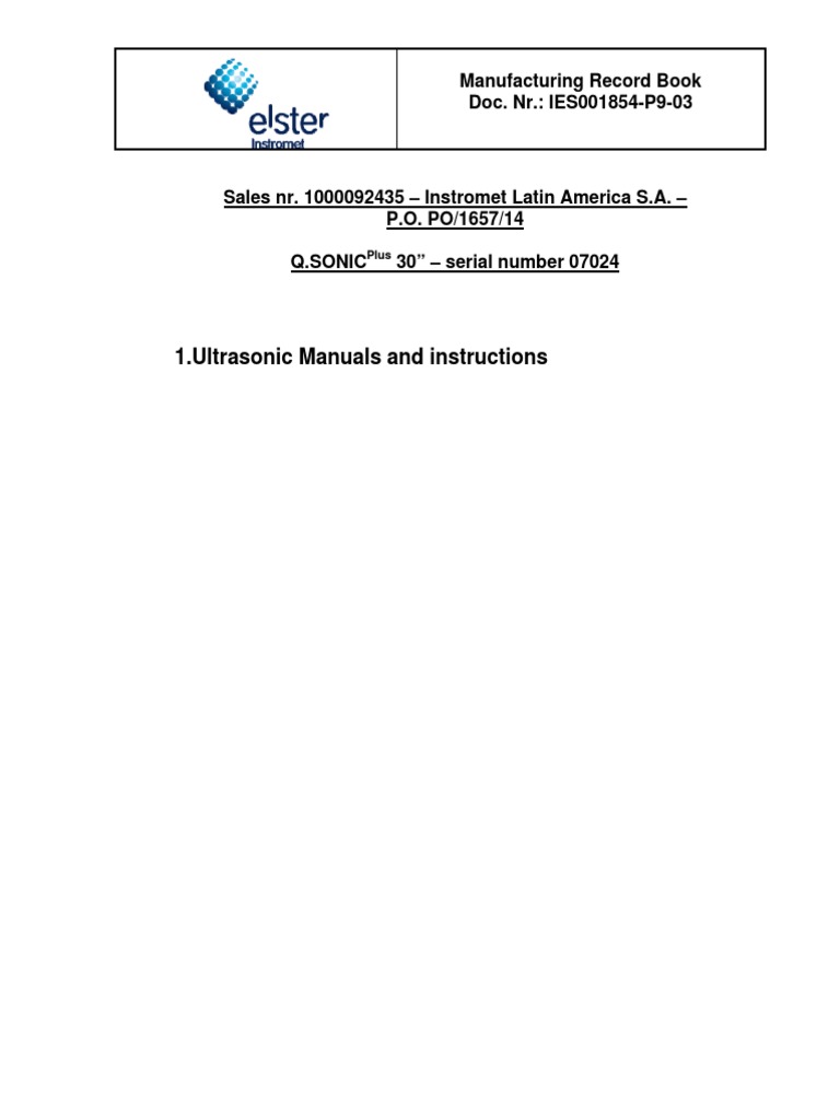 1 Ultrasonic Manuals and Instructions | PDF | Flow Measurement | Ultrasound