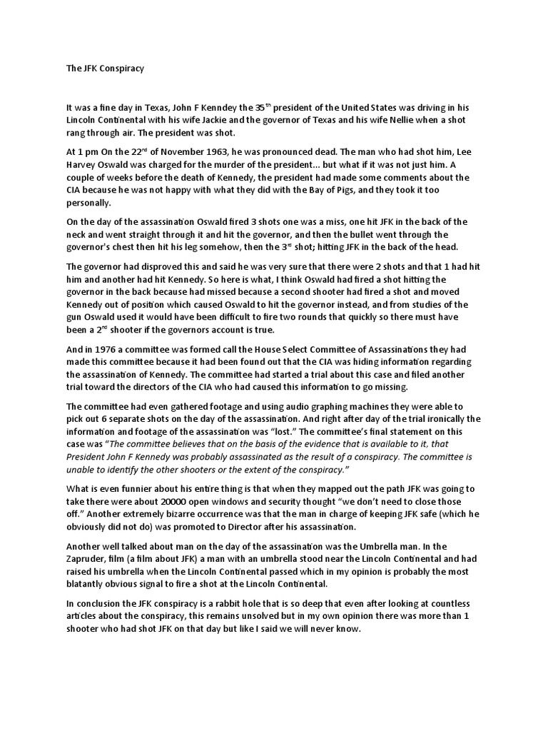 JFK Conspiracy | PDF | John F. Kennedy Assassination Conspiracy ...