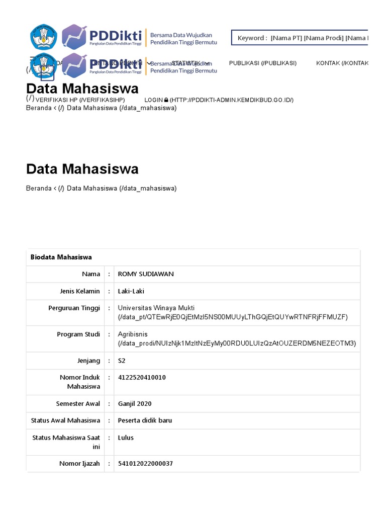 PDDikti - Pangkalan Data Pendidikan Tinggi 2 | PDF