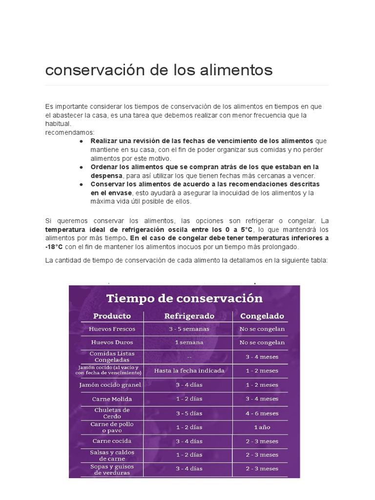 Conservación de Los Alimentos | PDF