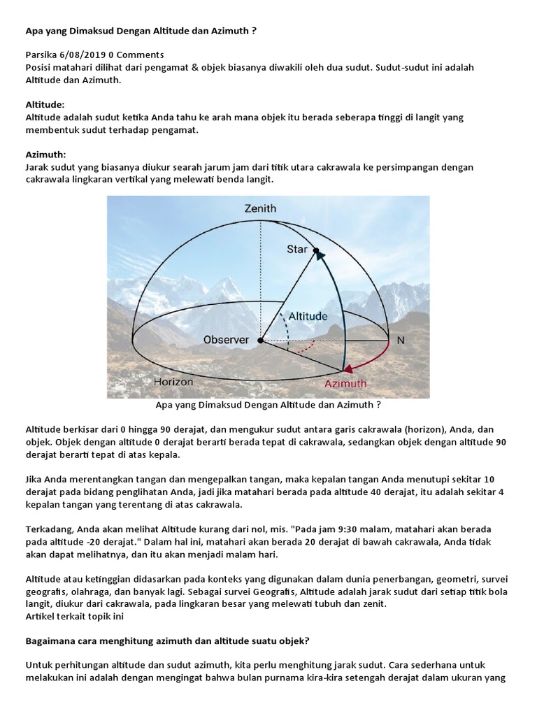 Apa Yang Dimaksud Dengan Altitude Dan Azimuth | PDF | Griya & Taman ...