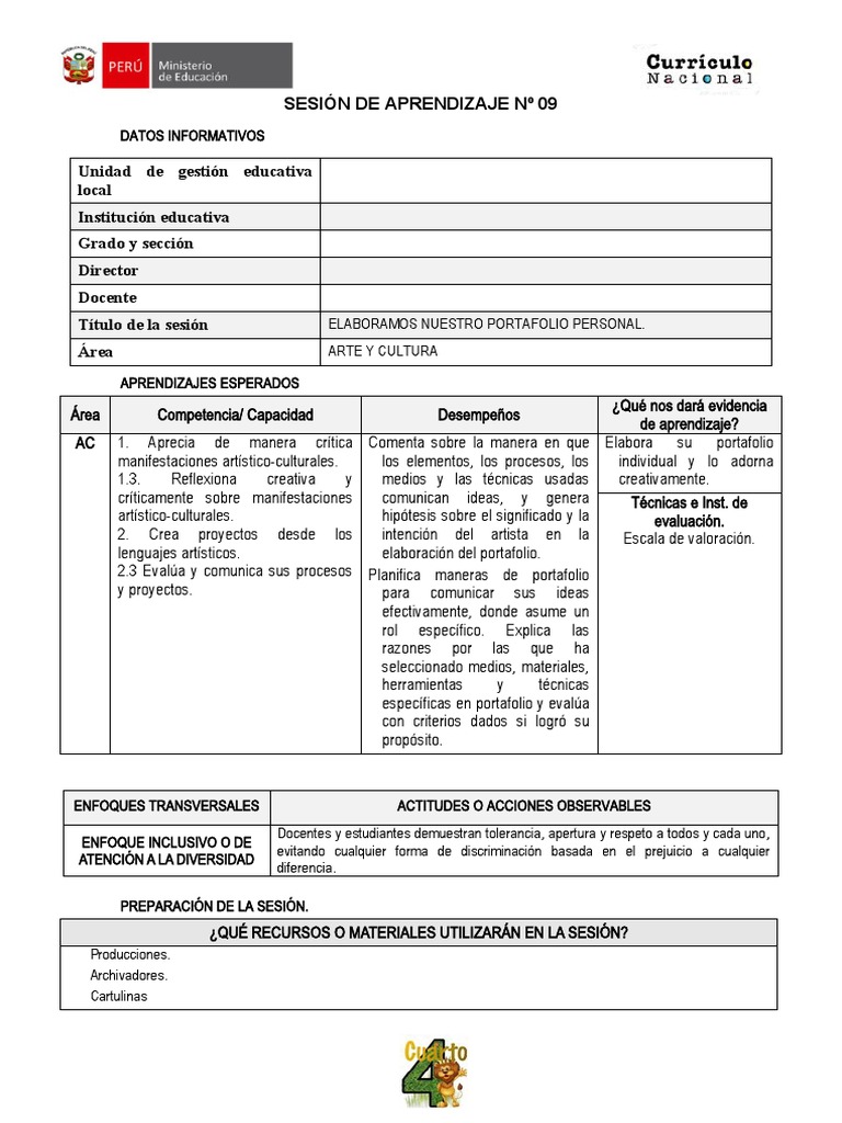 SESION DE APRENDIZAJE N° 09 - AC | PDF | Aprendizaje | Enseñando