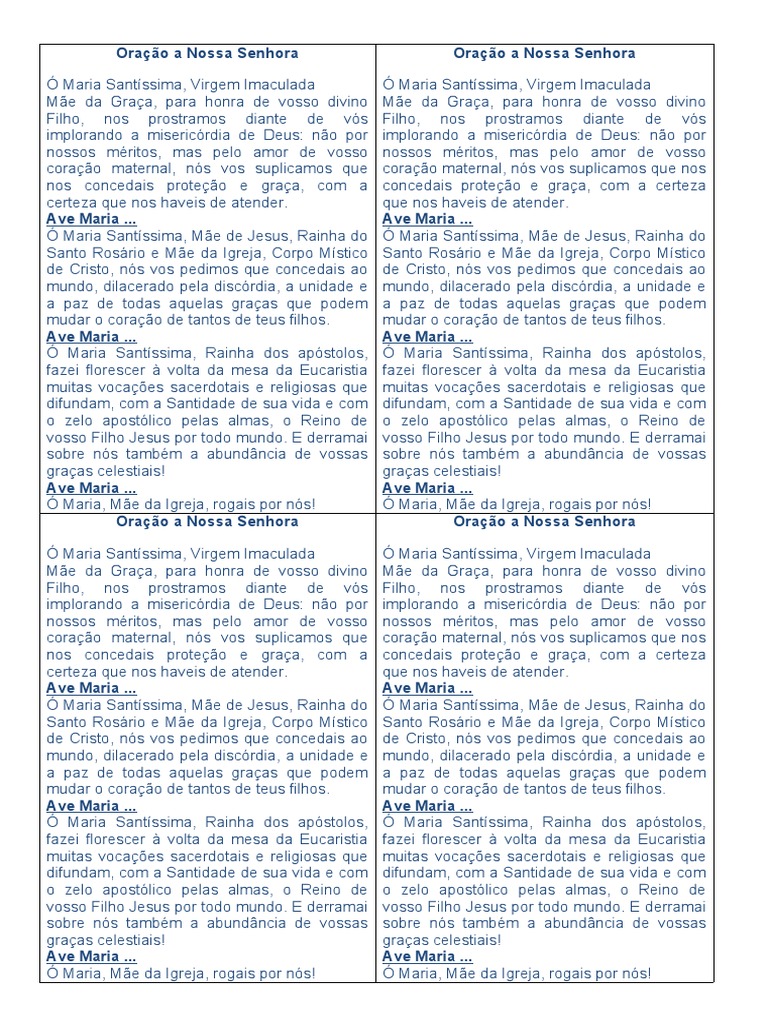 Oração A Nossa Senhora Pdf Maria Mãe De Jesus Rosário