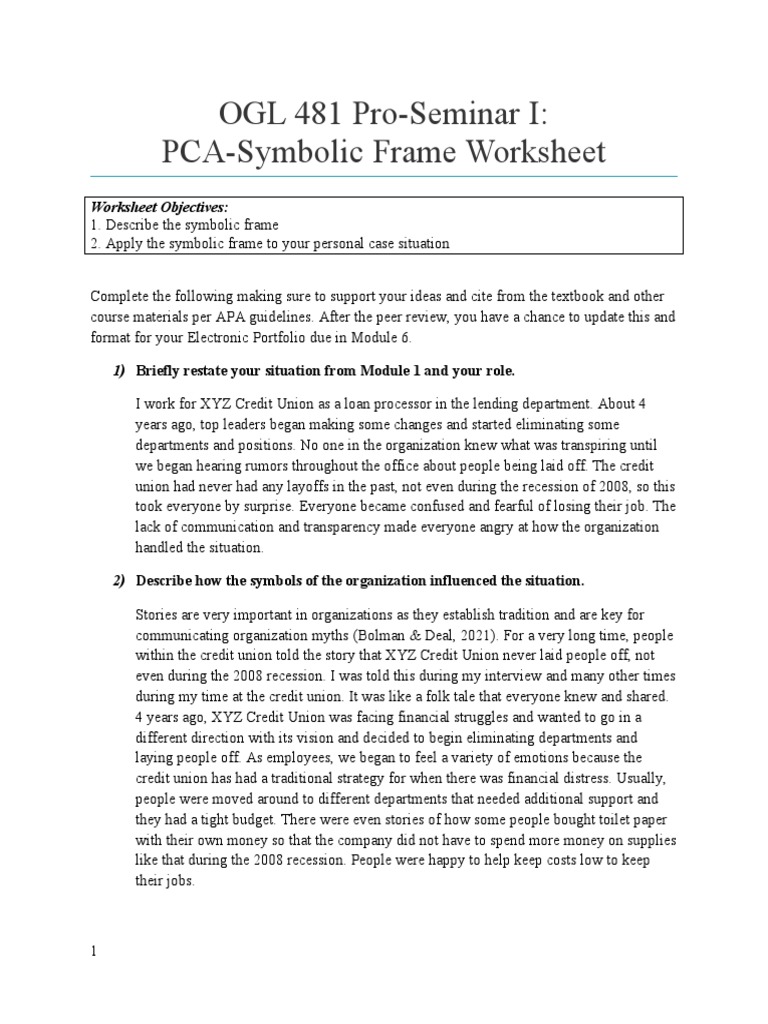 5 symbolic frame worksheet | PDF | Layoff | Employment