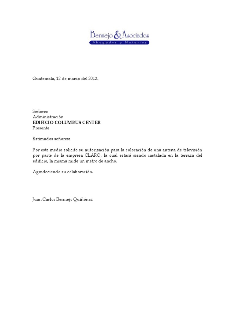 Carta Inst. Antena TV | PDF