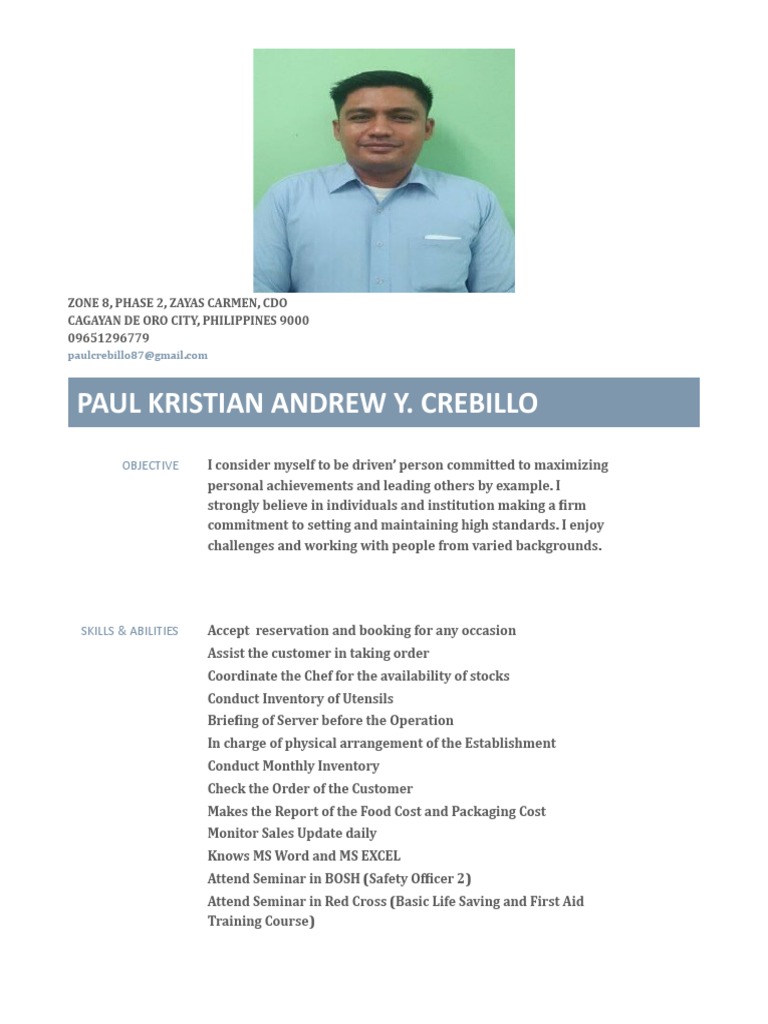 Resume Paul | Download Free PDF | Food And Drink