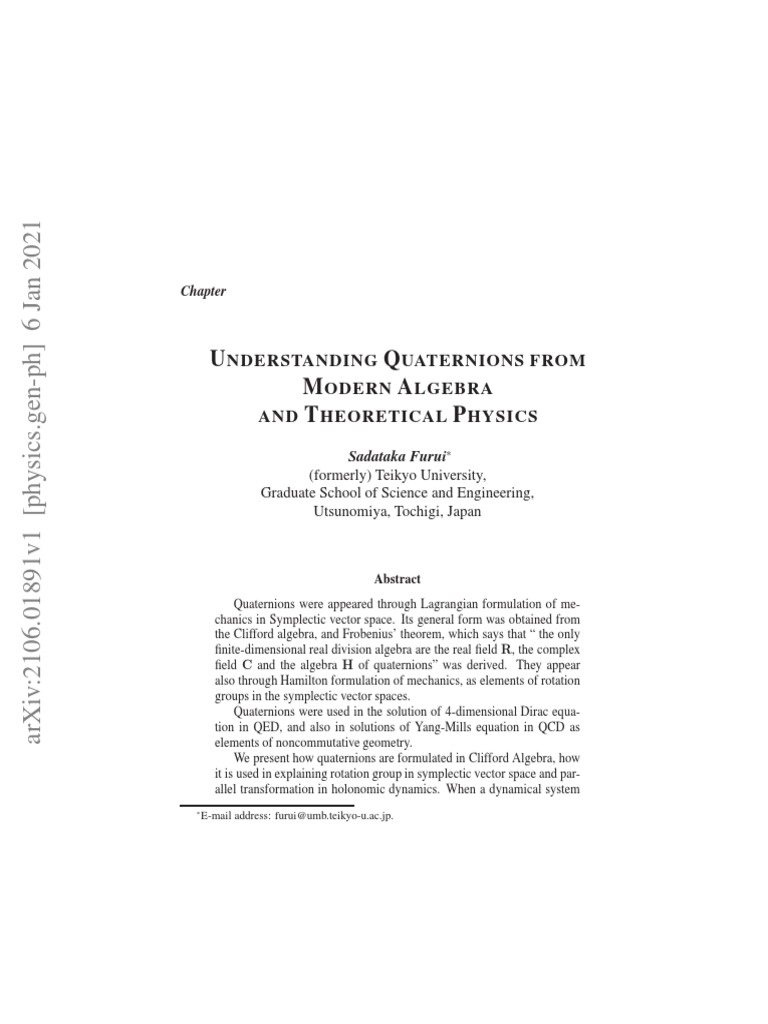 Understanding Quaternions From Modern Al | PDF | Vector Space | Mathematical Concepts