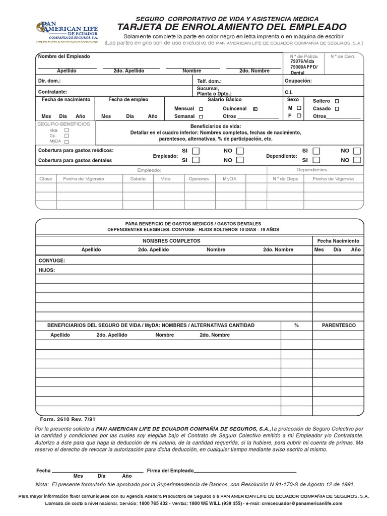 Tarjeta de Enrolamiento Empleado | PDF | Economias