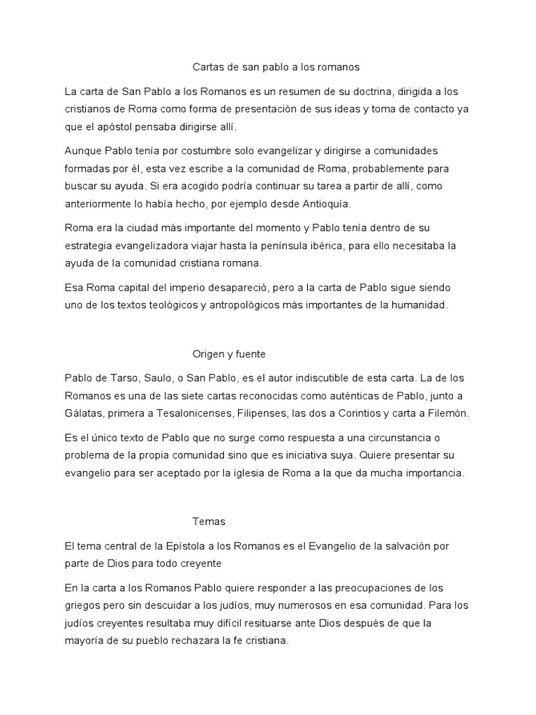 Cartas de San Pablo A Los Romanos | PDF | Pablo el apóstol | Epístola a ...