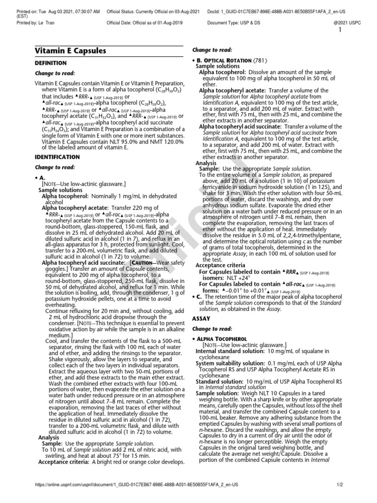 Vitamin E Capsules | PDF | Vitamin E | Chemistry