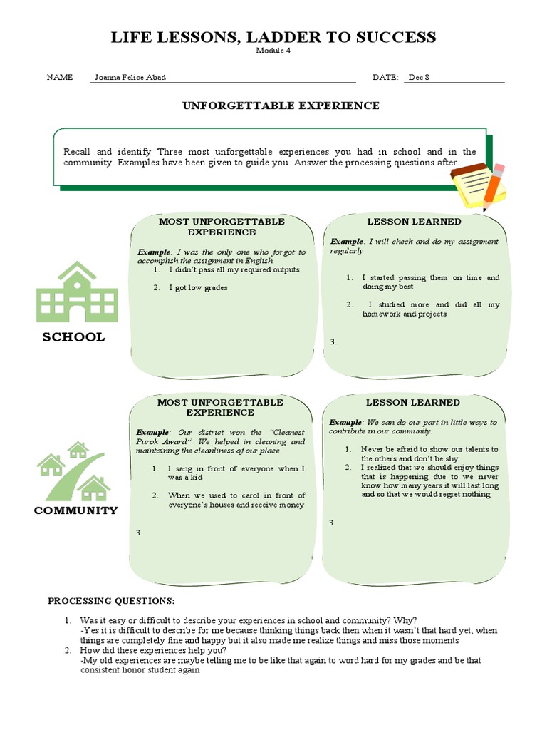 Unforgettable School and Community Lessons | PDF