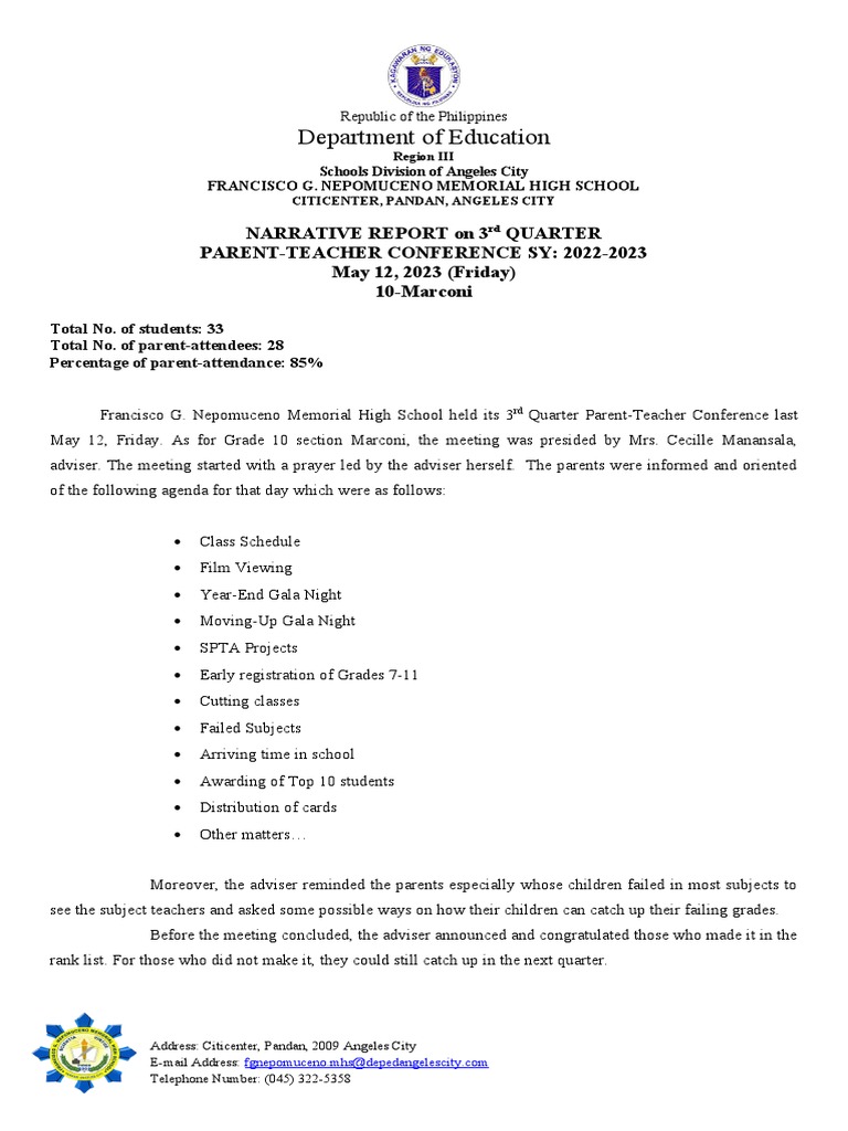 3rd PTC NARRATIVE REPORT | PDF | Social Institutions