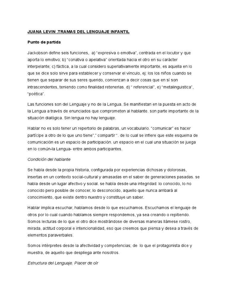 Juana Levin .Tramas Del Lenguaje Infantil | PDF | Palabra | Habla