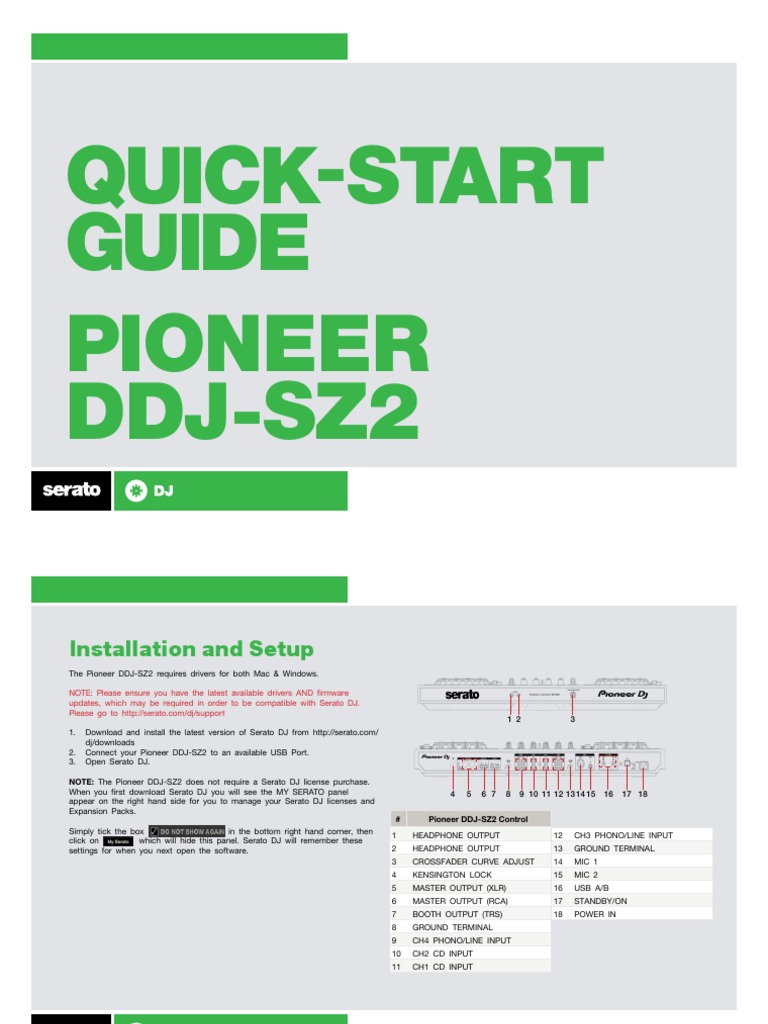Pioneer DJ DDJ-SZ2 Quickstart Guide | PDF | Disc Jockey | Computer Engineering