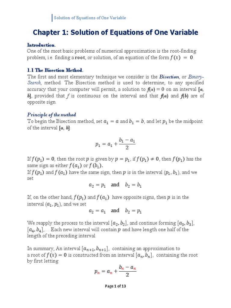 Chapter1 Solution of Equation of One Variable | PDF | Polynomial ... Chapter1 Solution of Equation of One Variable | PDF | Polynomial ...
