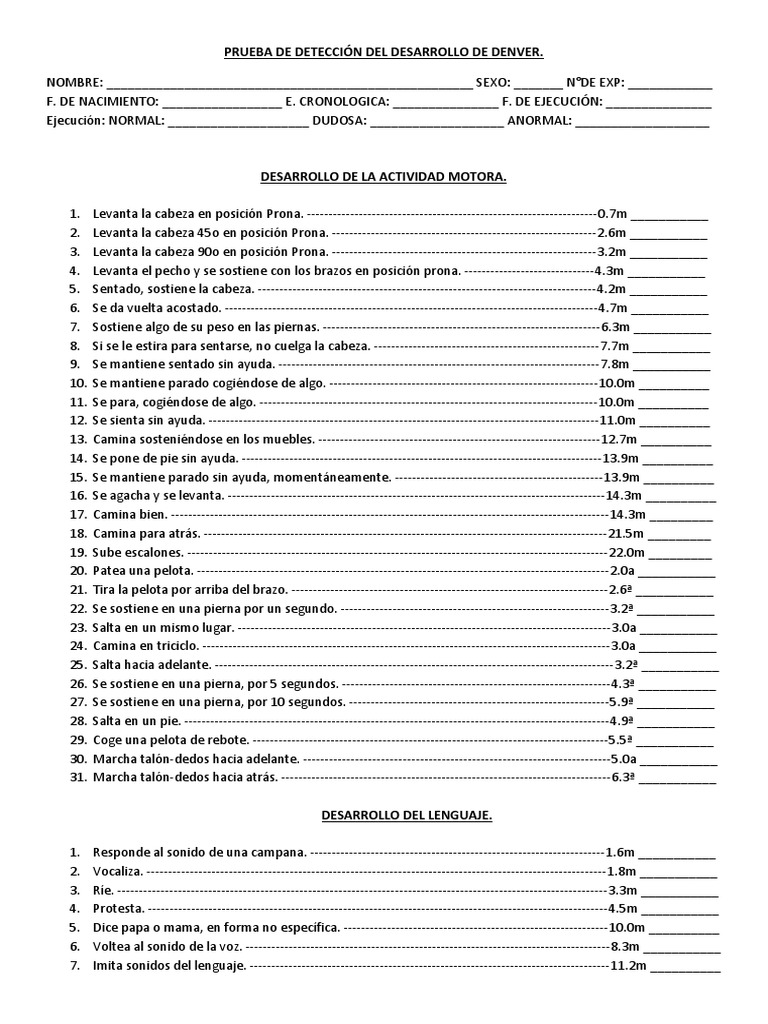 Prueba de Denver | PDF