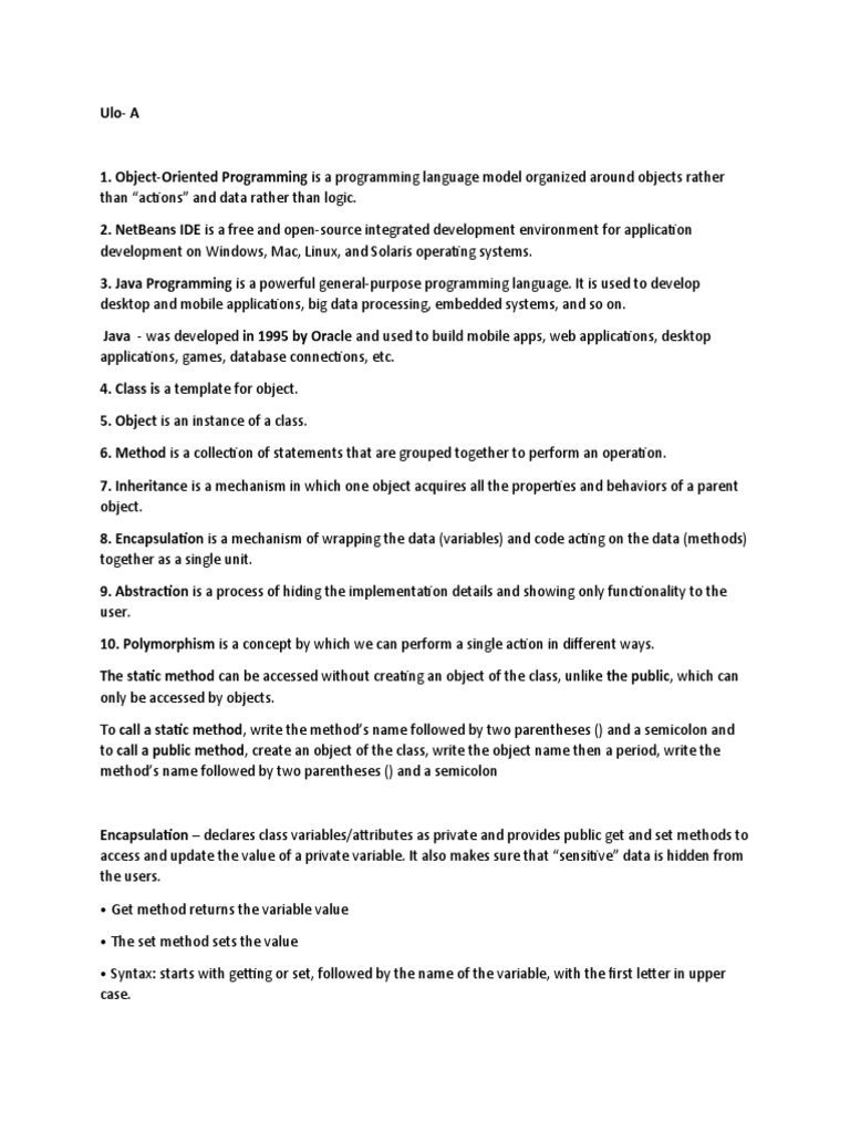 Oop Reviewer Pdf Method Computer Programming Class Computer Programming