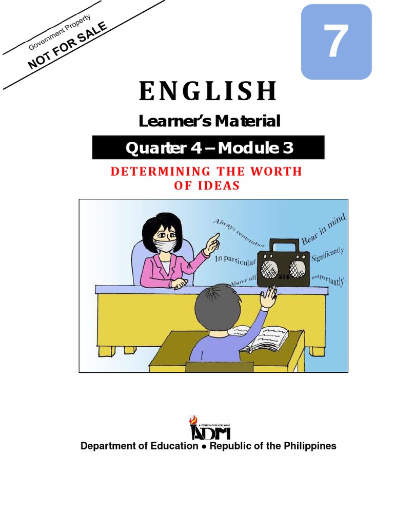 English7 - Q4 - M3 - Determining The Worth of Ideas | PDF | Learning | Teachers