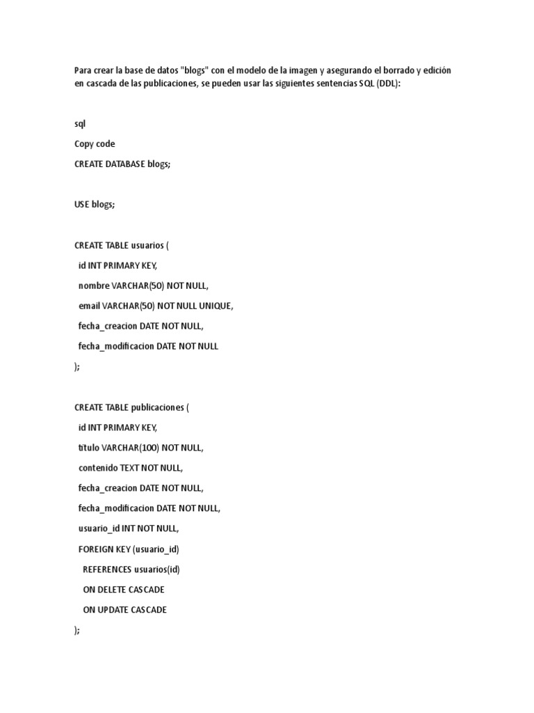 Para Crear La Base de Datos | PDF | SQL | Software de la aplicacion