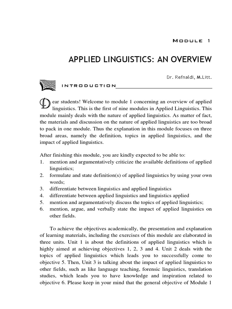 Overview of Applied Linguistics | PDF | Linguistics | Theory