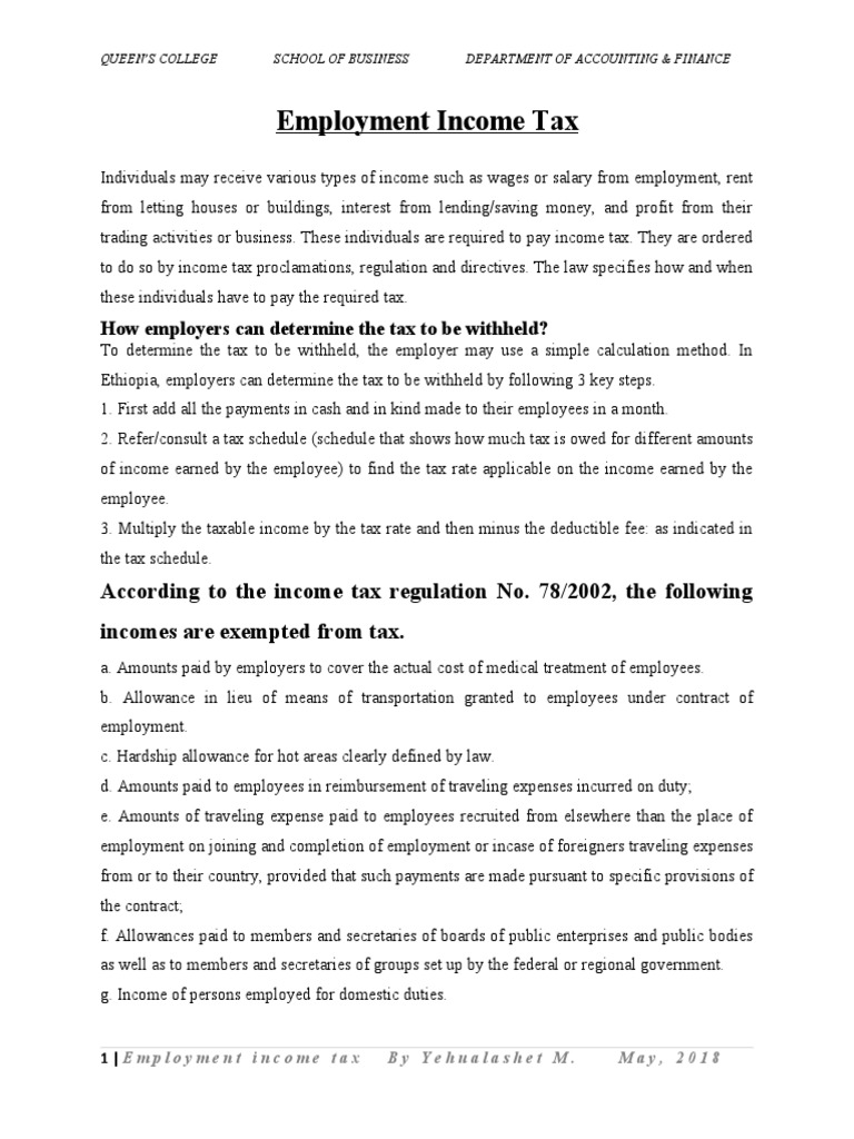 Employment Income Tax | PDF | Taxes | Income Tax