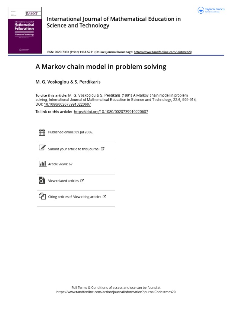 A Markov chain model in problem solving (2) | PDF | Markov Chain | Heuristic