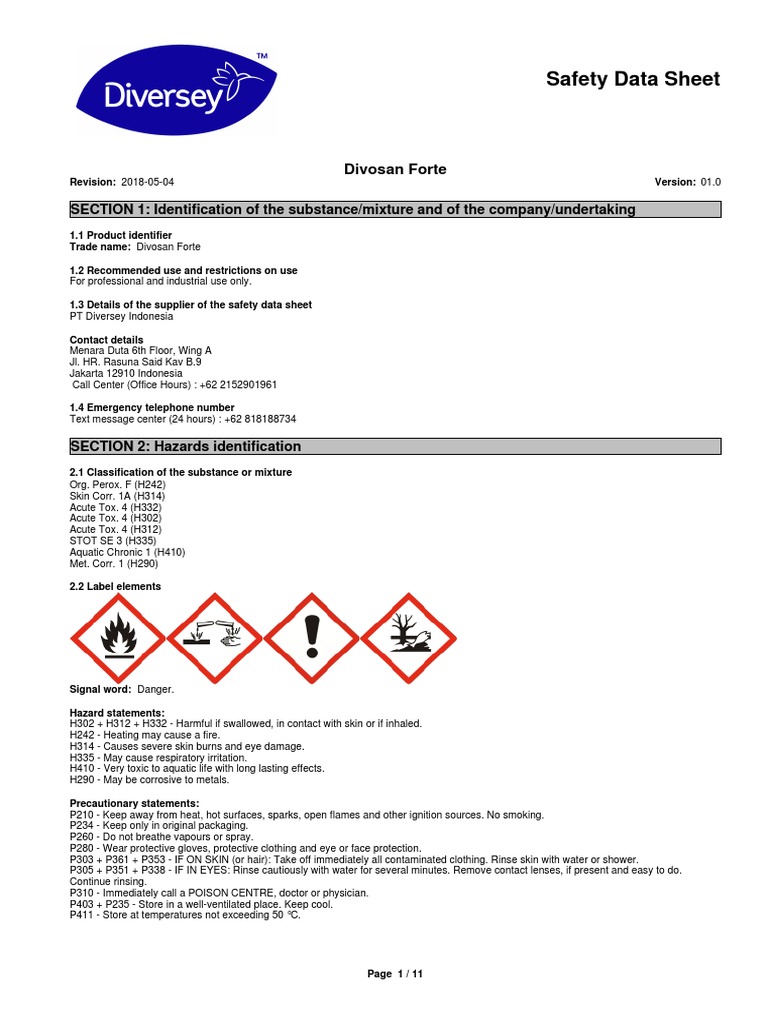 Divosan Forte Sds en | PDF | Toxicity | Firefighting