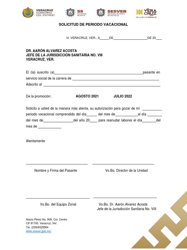 FORMATO VACACIONES PASANTES AGO 2021 | PDF