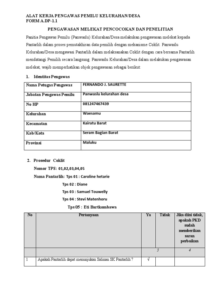 PKD - Pengawasan Melekat Pencoklitan Desa Waesamu | PDF