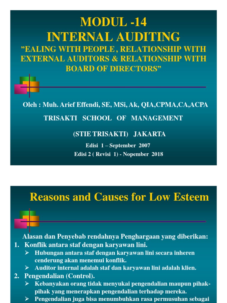 Modul 14 Internal Auditing Dealing Wih People Relationship With External Auditor Bod Audit ...