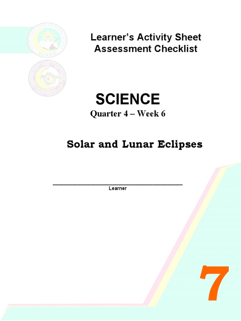 Science7, q4, Week6 (Validated) | PDF | Solar Eclipse | Moon
