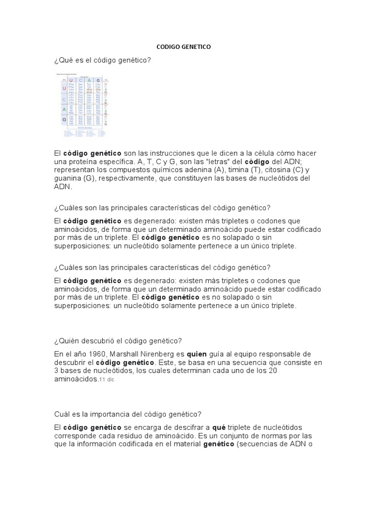 Codigo Genetico | PDF