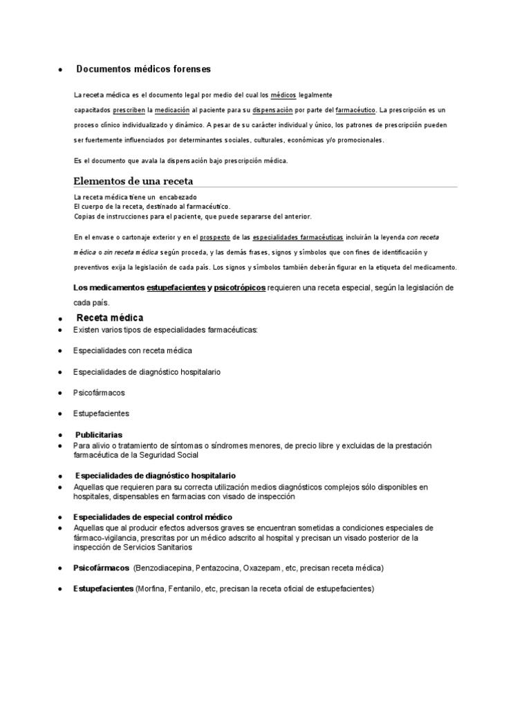 Documentos Medicos Forenses | PDF | Prescripción médica | Historial médico