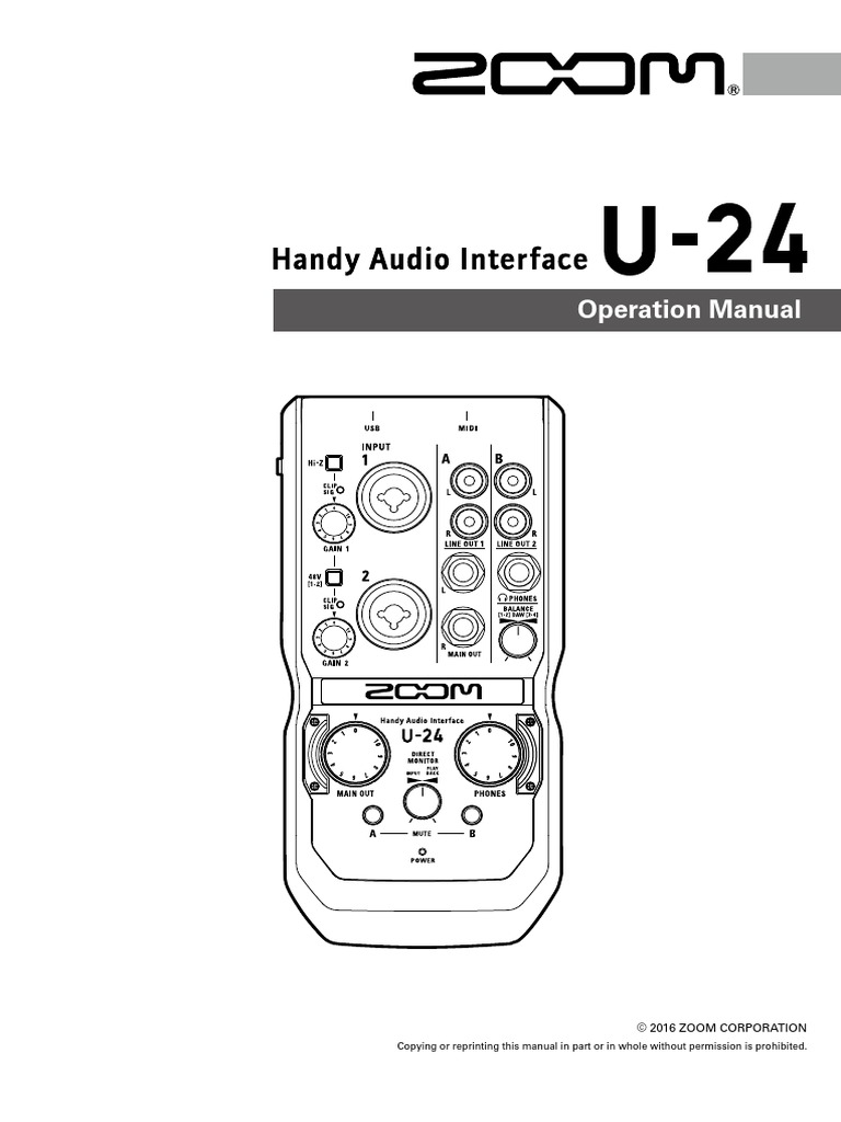 Zoom U24 Eng | PDF | Audio Electronics | Electricity