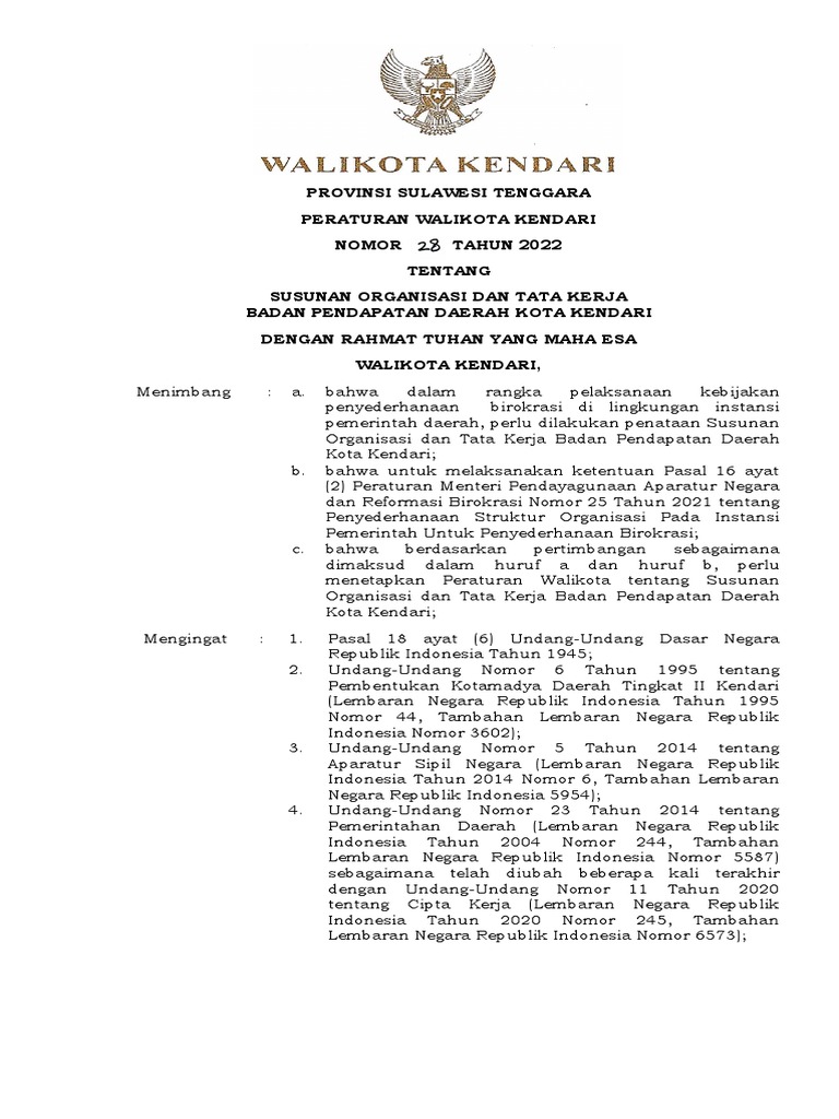 26 Perwali SOTK BAPENDA | PDF