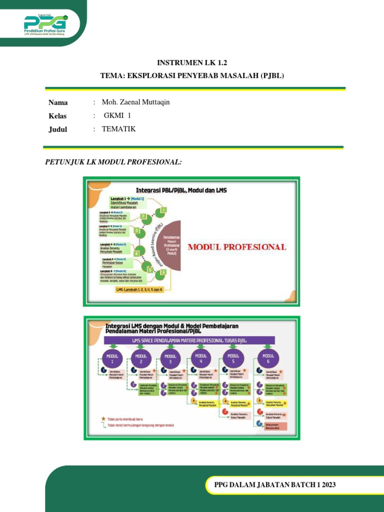 Instrumen LK 1.2 - Eksplorasi Penyebab Masalah - Wawancara Modul 7 PJBL Ipa | PDF