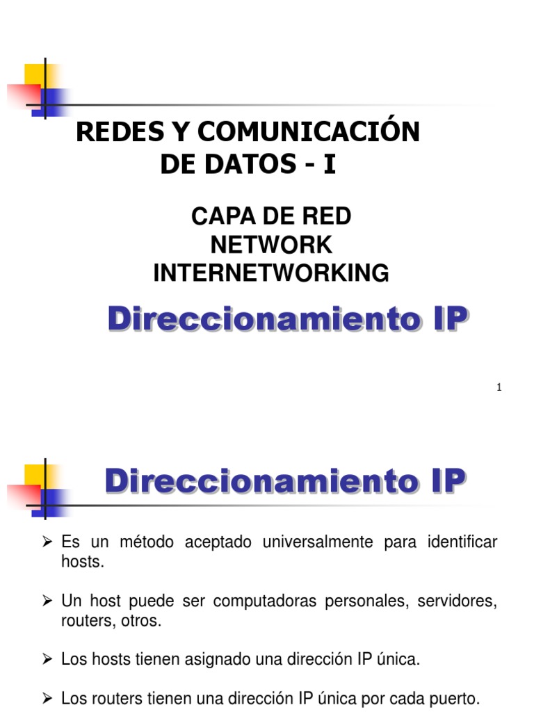 Redes Y Comunicación de Datos - I: Direccionamiento IP | PDF | Dirección IP | Yo Pv6