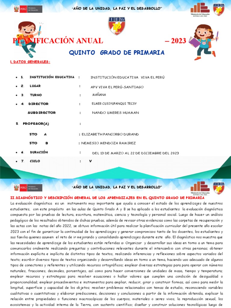 2023 Plan Anual 5° | PDF | Ecuaciones | Números