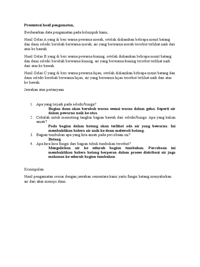 Presentasi Hasil Pengamatan | PDF | Seni & Disiplin Bahasa