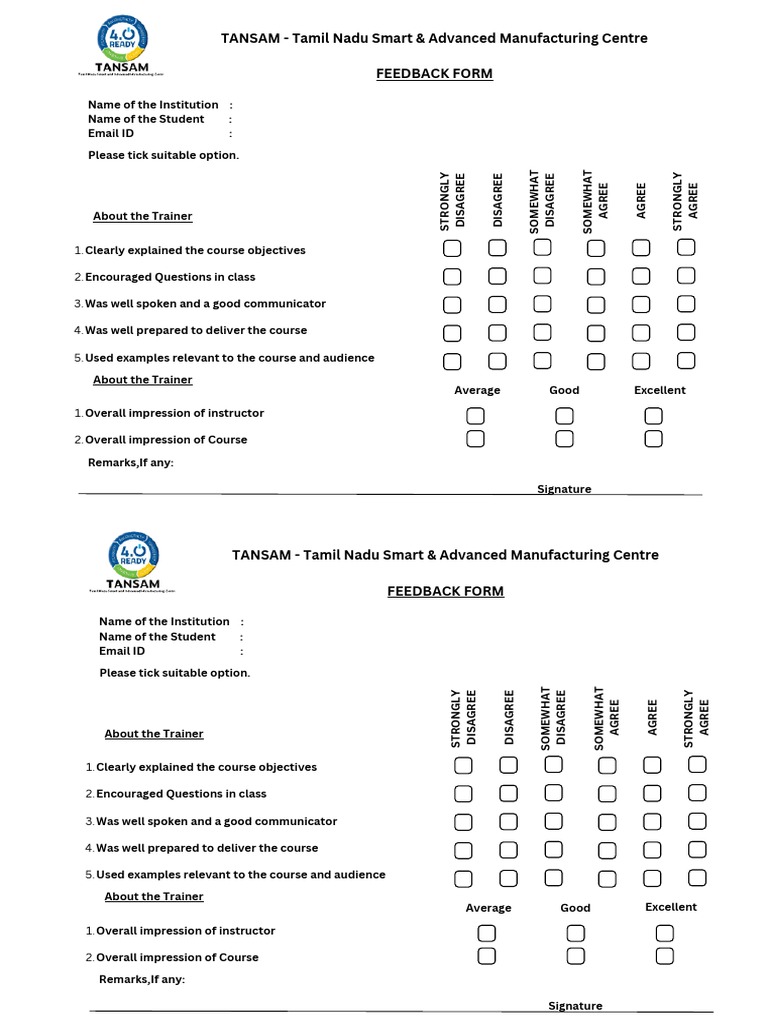 Feedback Form Pdf Communication