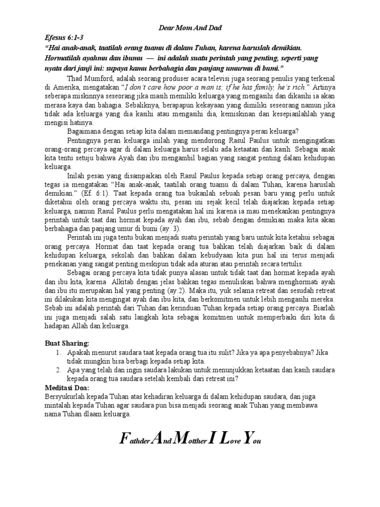 Dear Mom and Dad | PDF